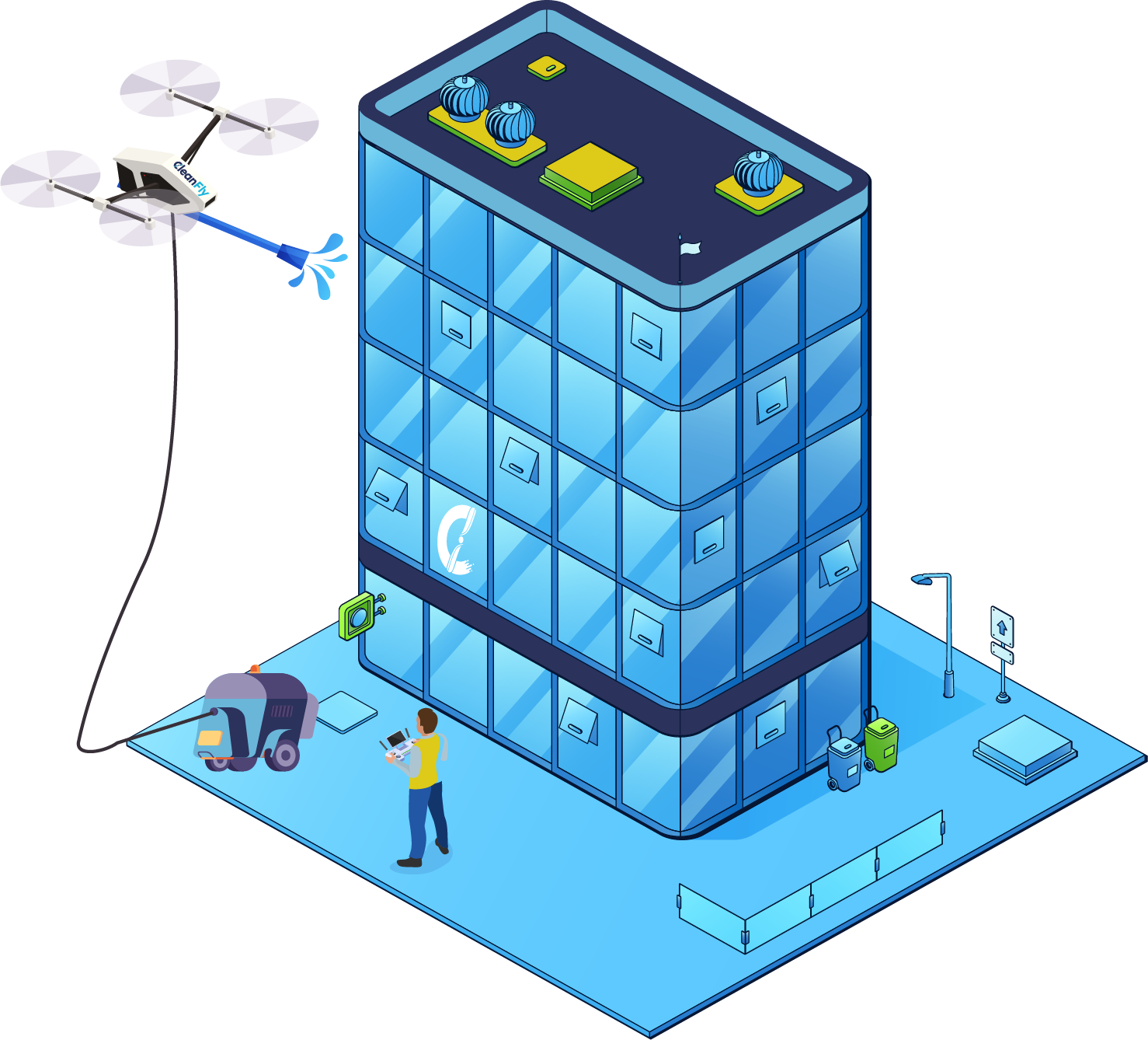 Limpieza de fachadas con dron | CleanFly City